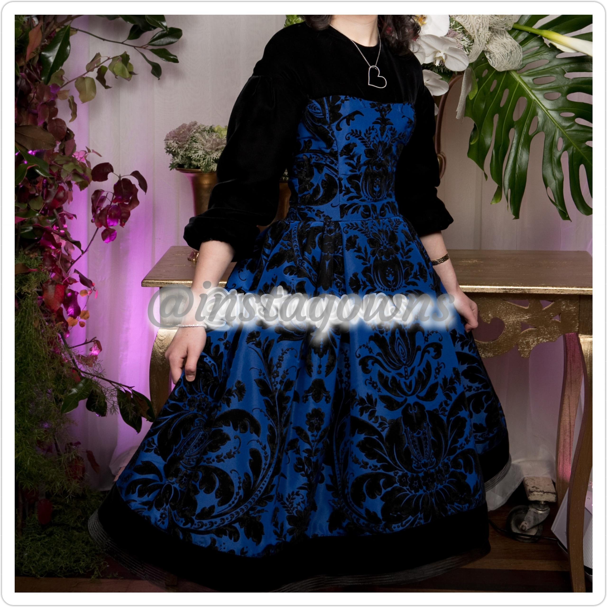 Magnificent Goldy Schick Designers Blue & Black Velvet Dress for Sale ...