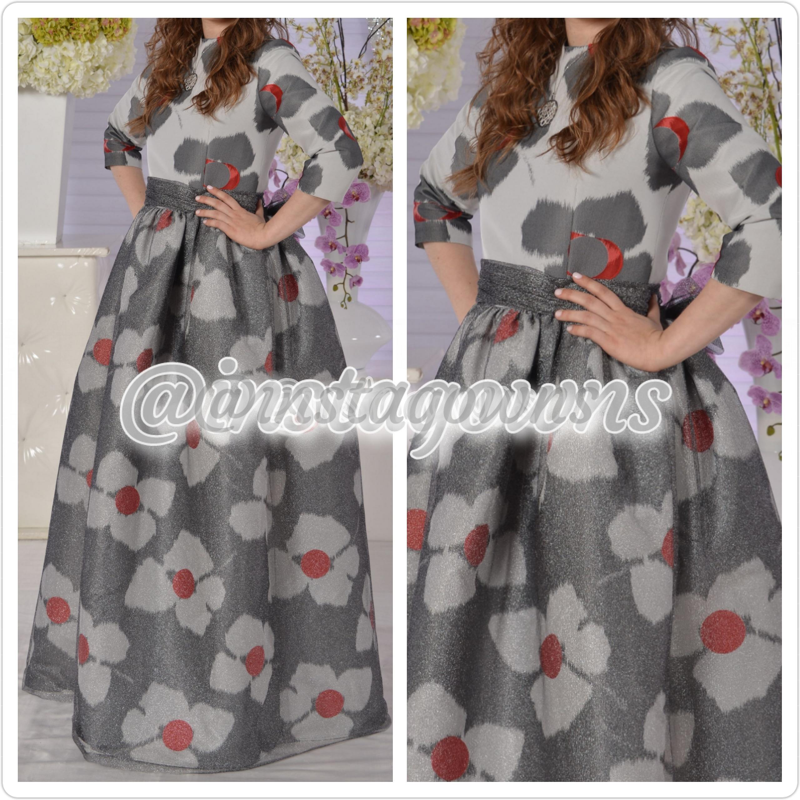 Custom made Light Grey & Red Flowers Gown for Sale – Instagowns