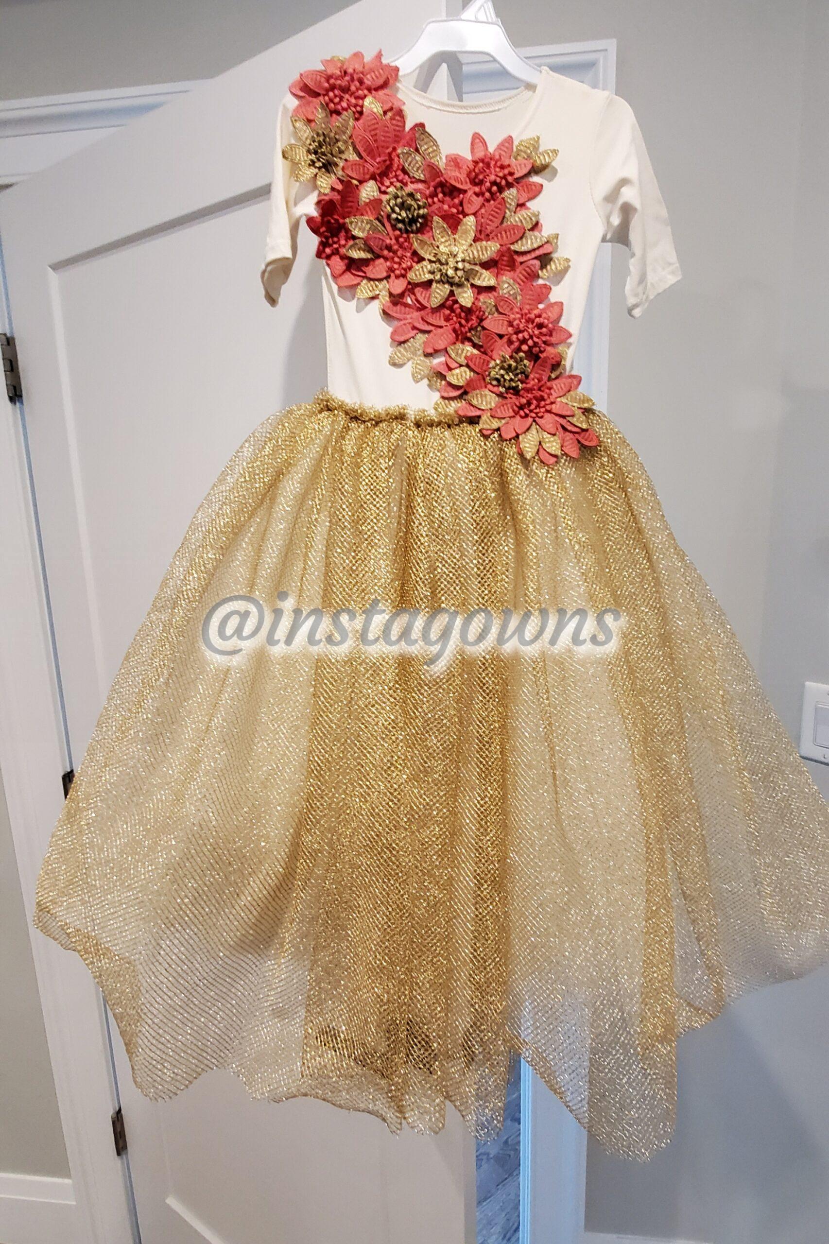 Tunza Tulle Pink & Gold Girls Gown for Sale – Instagowns