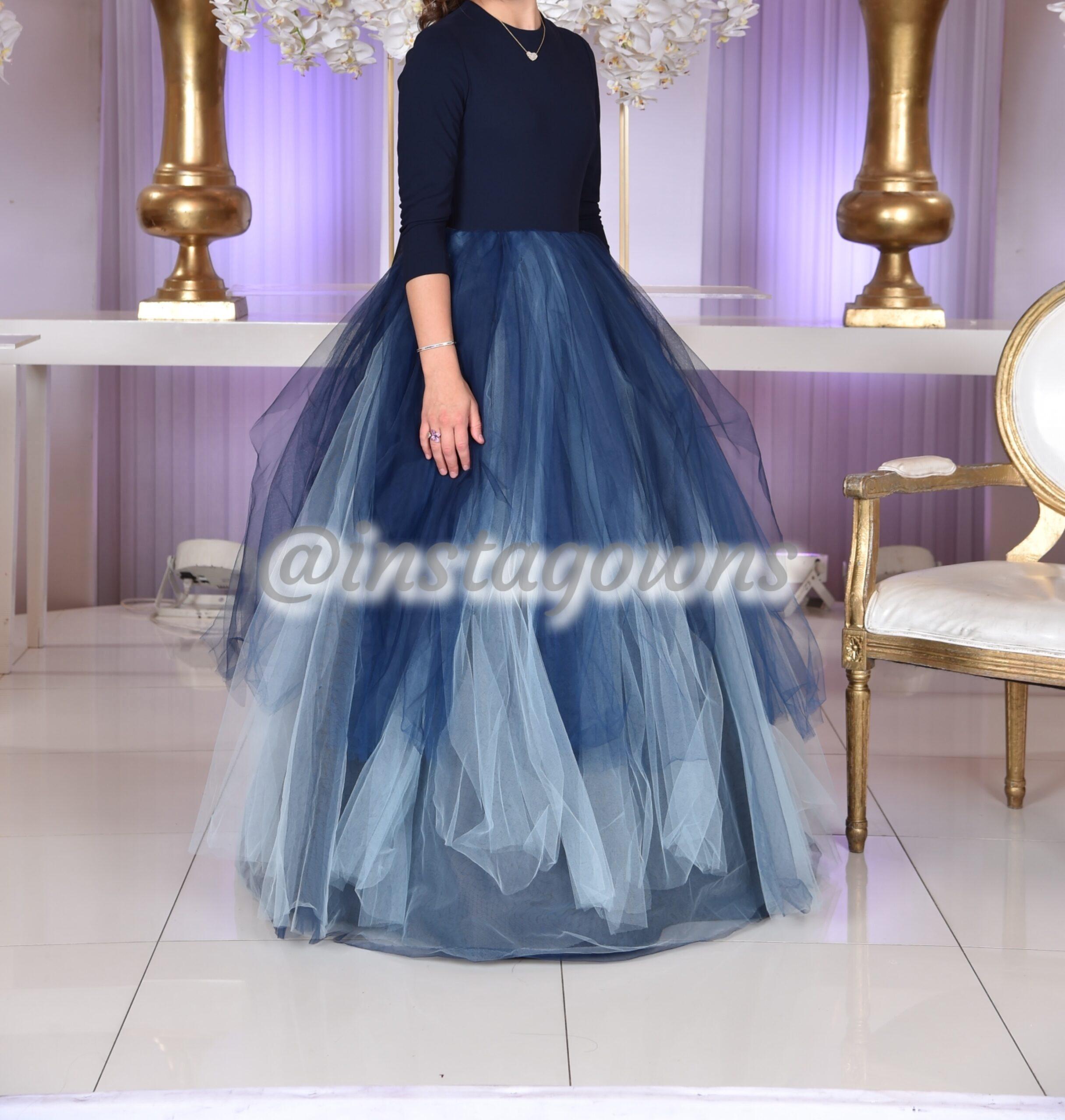 Beautiful custom made blue-navy tulle gown for sale – Instagowns