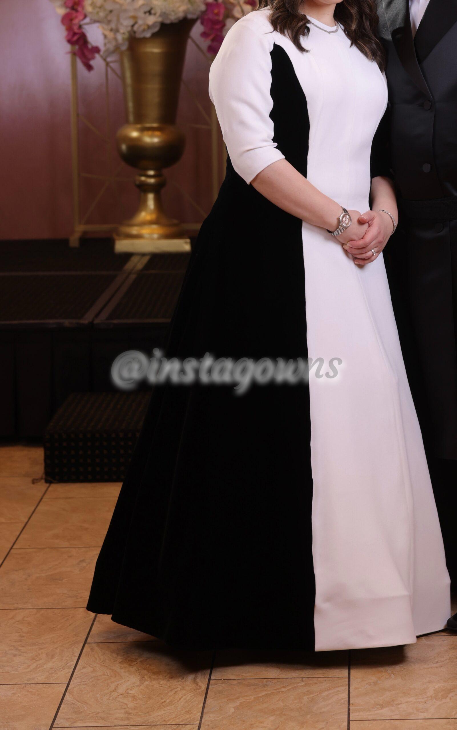 Beautiful slenderizing classy white and black velvet Gown for sale ...