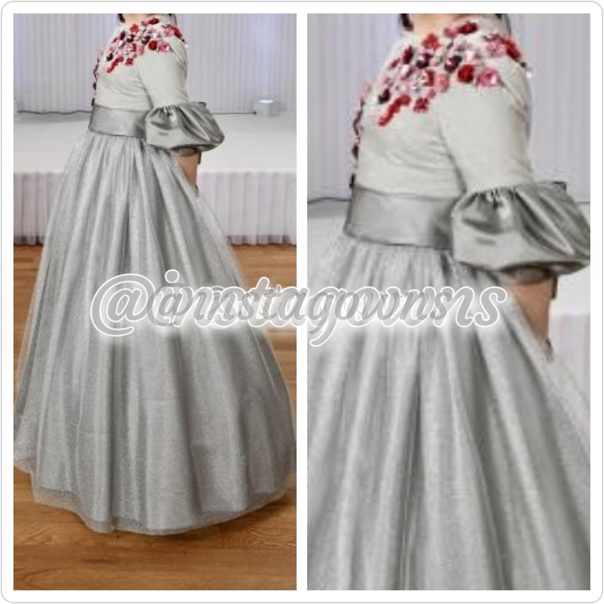 Custom made Light Grey with Red Colored Beadings Gown for Rent – Instagowns