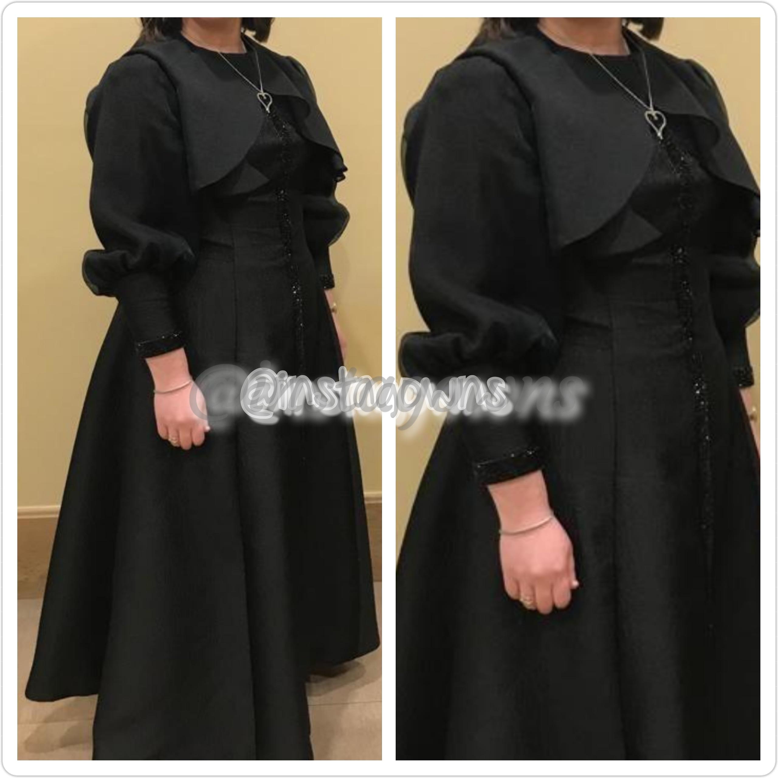 Custom Chic Beautiful Slenderizing Shimmery Fabric A Line Black Gown ...