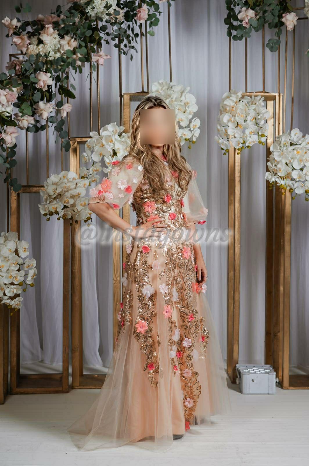 Magnificent designer pink floral Gown for sale – Instagowns