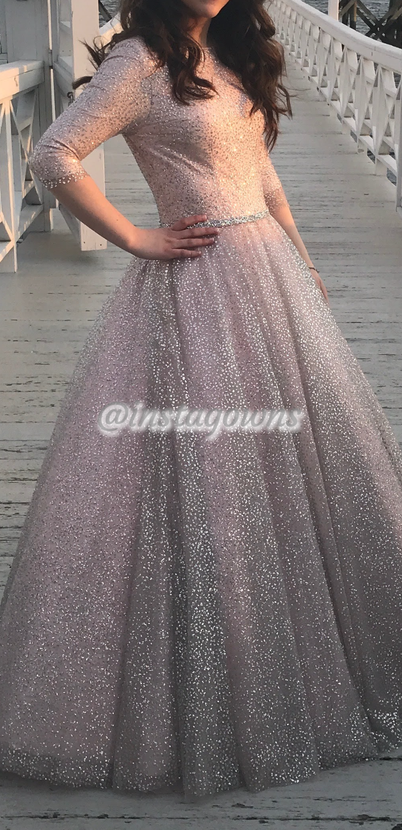 Beautiful Custom Pink with Sparkles All Over & Thin Silver Belt ...