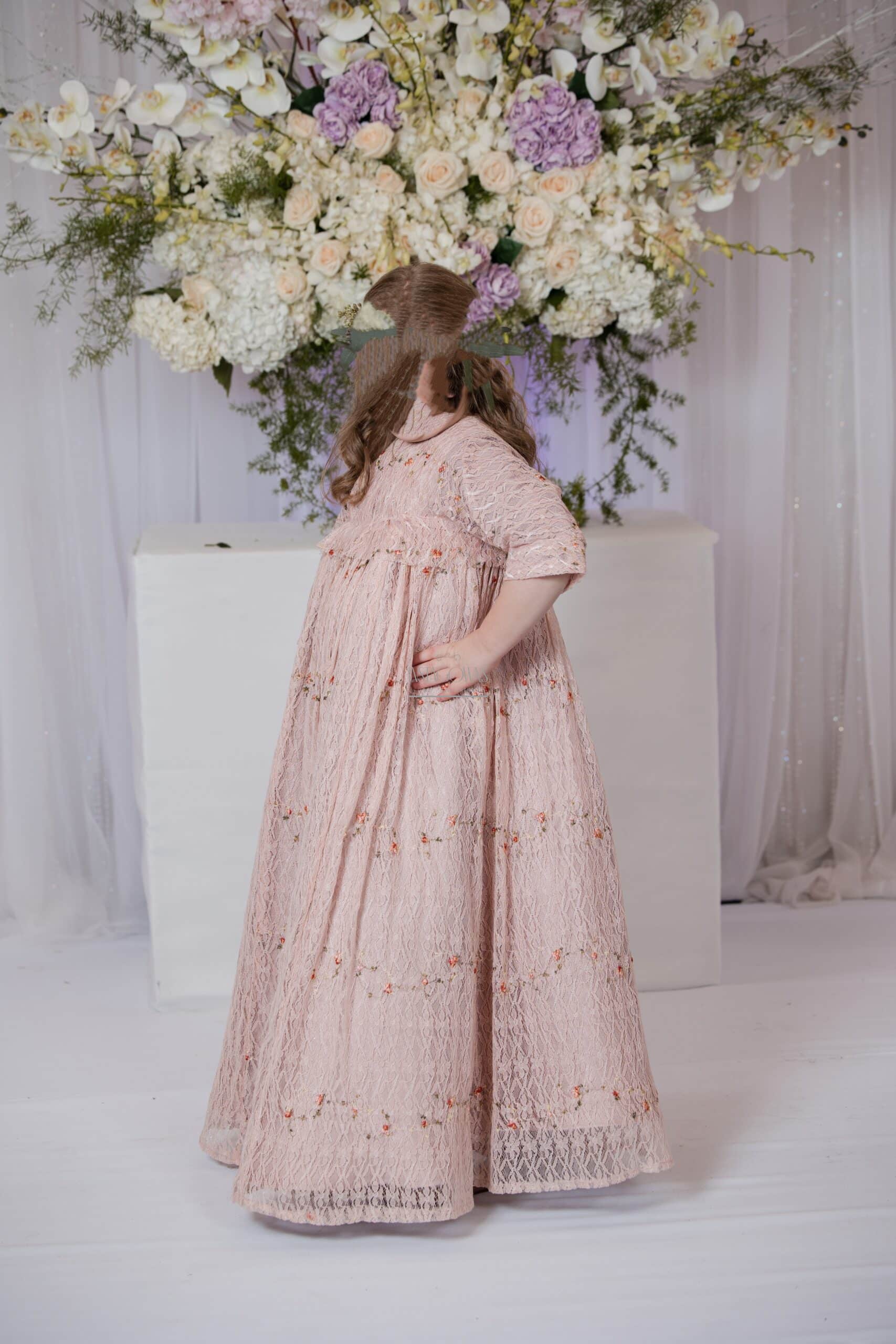 3 magnificent custom mauve/peach childrens sister of bride gowns for ...