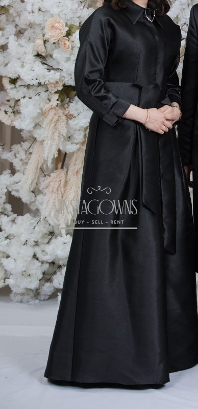 Slenderizing Black ‘Shirt Dress Style’ Gown for sale or rent – Instagowns