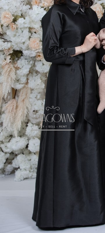 Slenderizing Black ‘Shirt Dress Style’ Gown for sale or rent – Instagowns