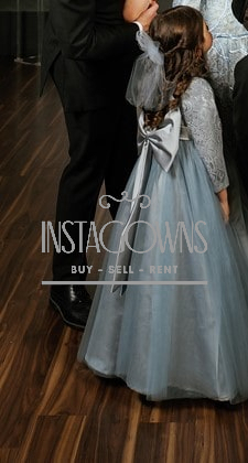 Beautiful Slate Blue Lace/Tulle Girl’s Gown for Sale – Instagowns