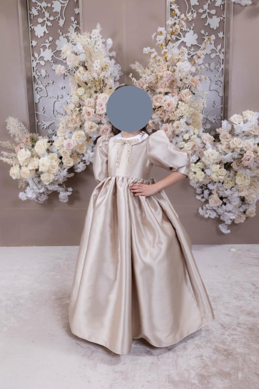 Beautiful, classy, zoe-semi custom, champagne gold little girls gown ...